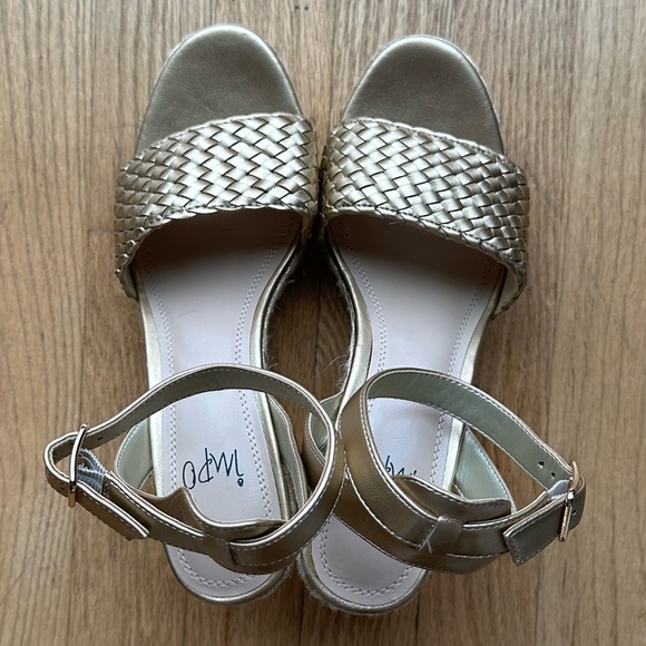 Impo | Shoes | Impo Gold Woven Espadrille Wedge Sandal Size 8m | Poshmark